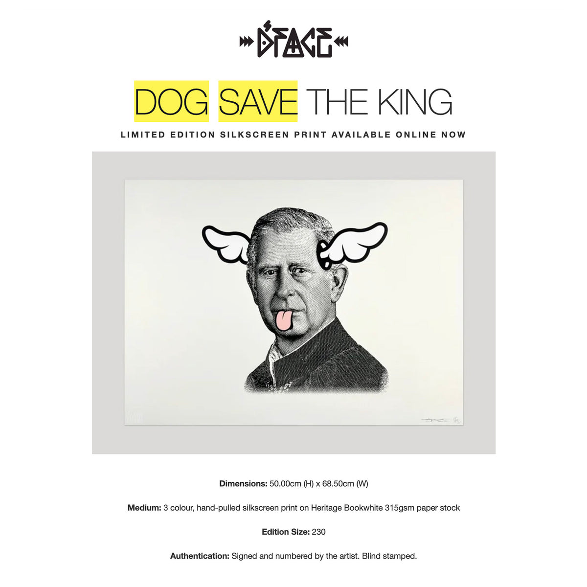 D*FACE 'Dog Save the King' (2025) Silkscreen Print